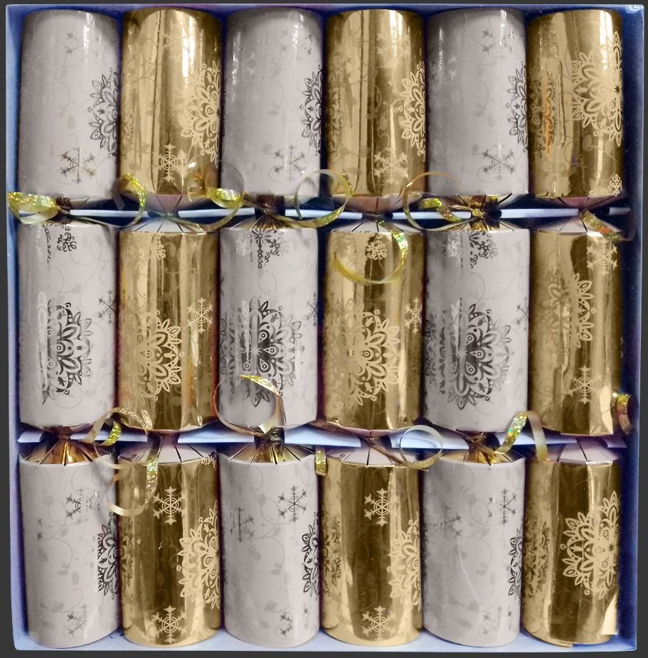 Elegant White and Gold Christmas Crackers for Corporate Gifting – Just ...